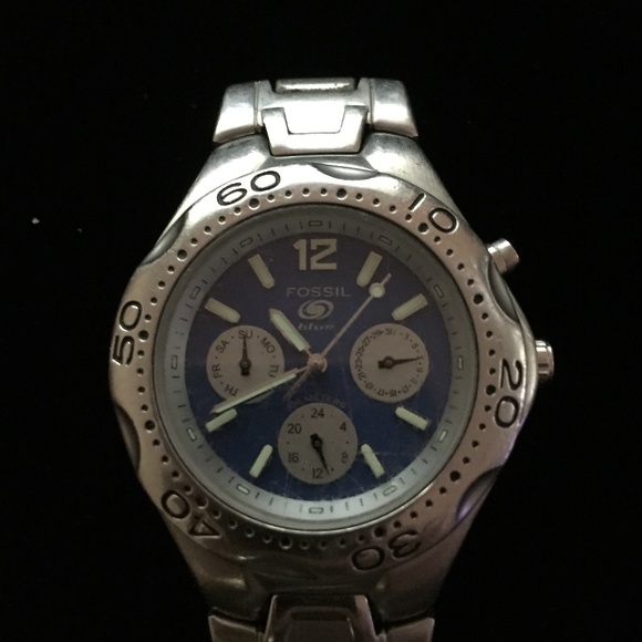 Fossil | Accessories | Fossil Blue Chronograph Mens Watch | Poshmark